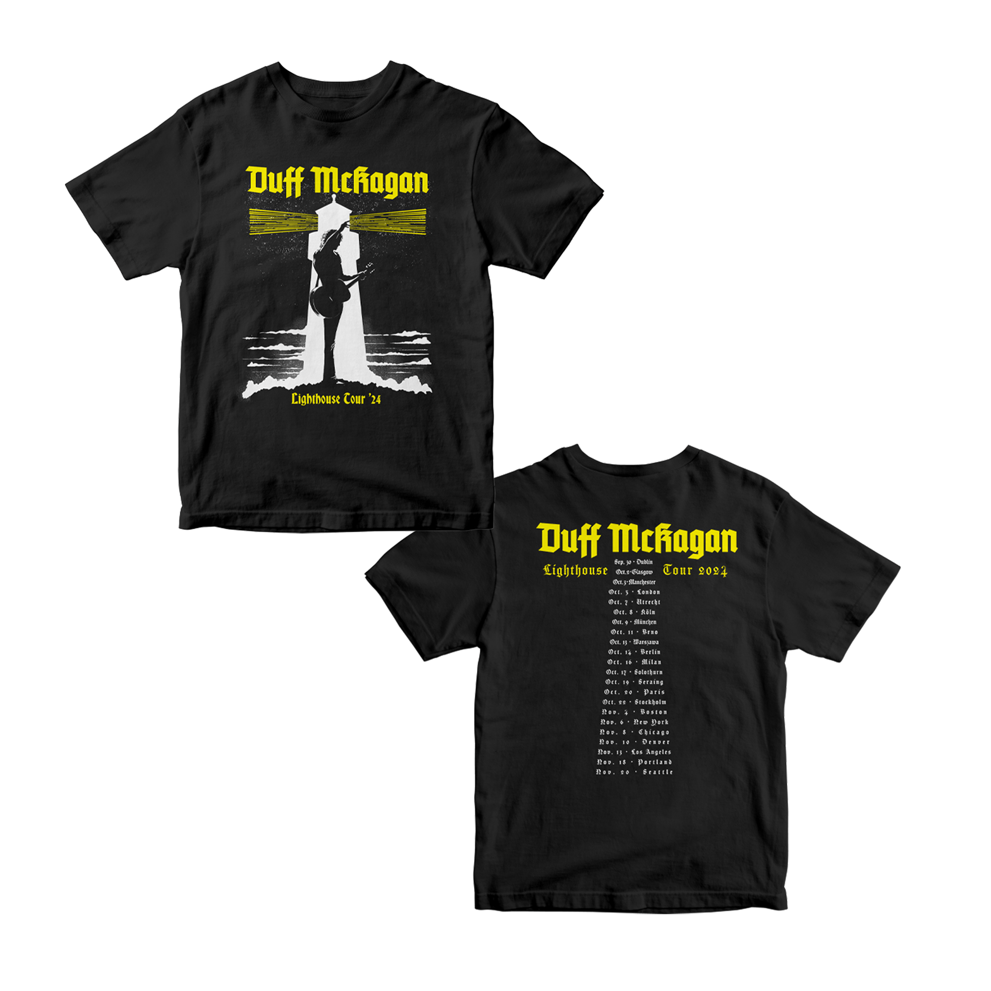 LIGHTHOUSE TOUR '24 T-SHIRT (BLACK / YELLOW) – Duff McKagan US